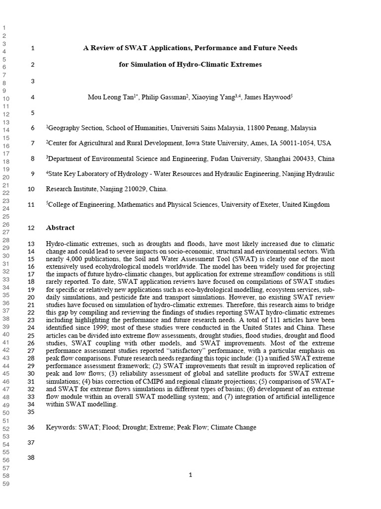 A Review of SWAT Applications, Performance and Future Needs For ...