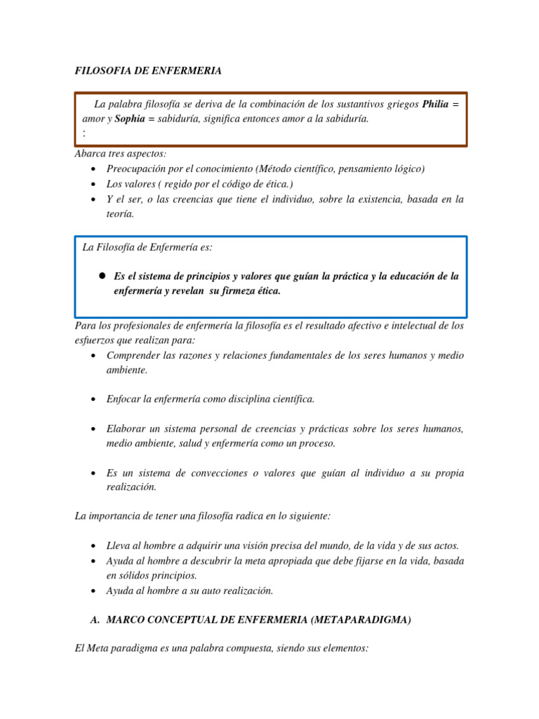 Filosofia de Enfermeria y Metaparadigmas | PDF | Enfermería | Paradigma