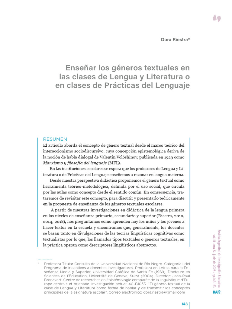 Enseñar Los Géneros Textuales | PDF | Lingüística | Enseñando