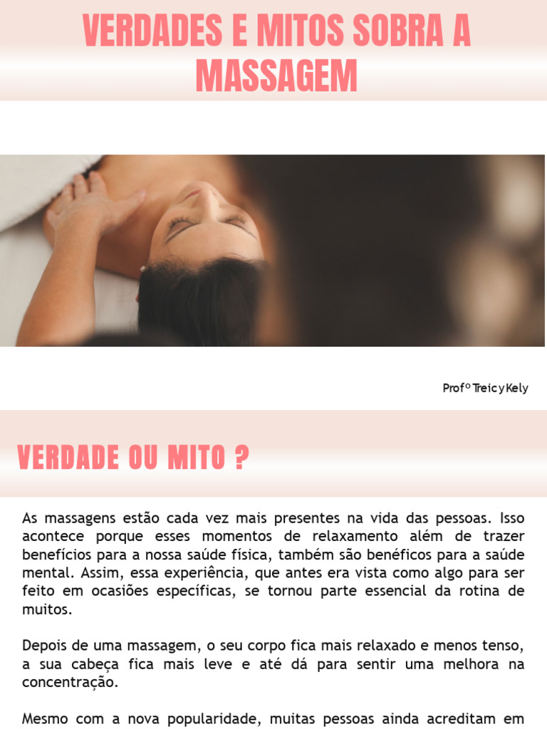 Aula 14 - Verdades e Mitos Sobre A Massagem | PDF | Massagem | Corpo humano