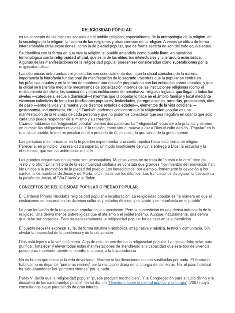 Religiosidad Popular: Fe y Cultura Común | PDF | Religión popular