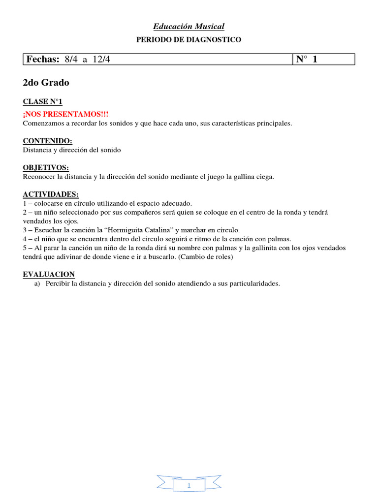 Planificacion Segundo Pdf Canciones Sonido