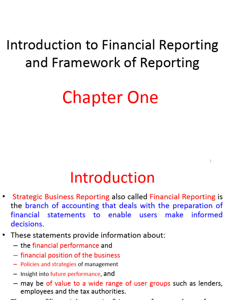 Chapter 1 Introduction to Financial Reporting and Frameworks | PDF ...