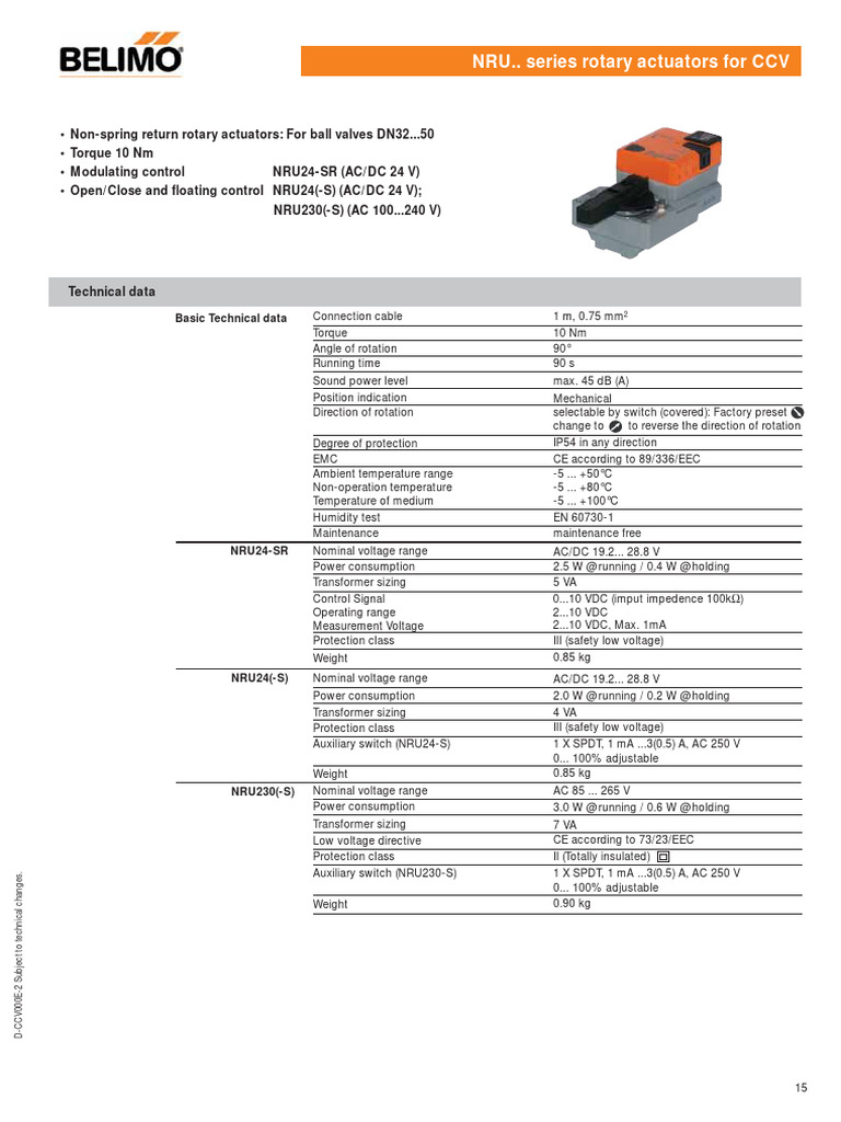 Belimo Actuator - NRU | PDF | Switch | Transformer