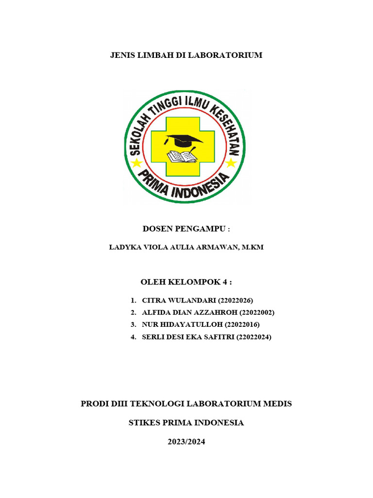 MKLH Jenis Limbah Di Laboratorium | PDF