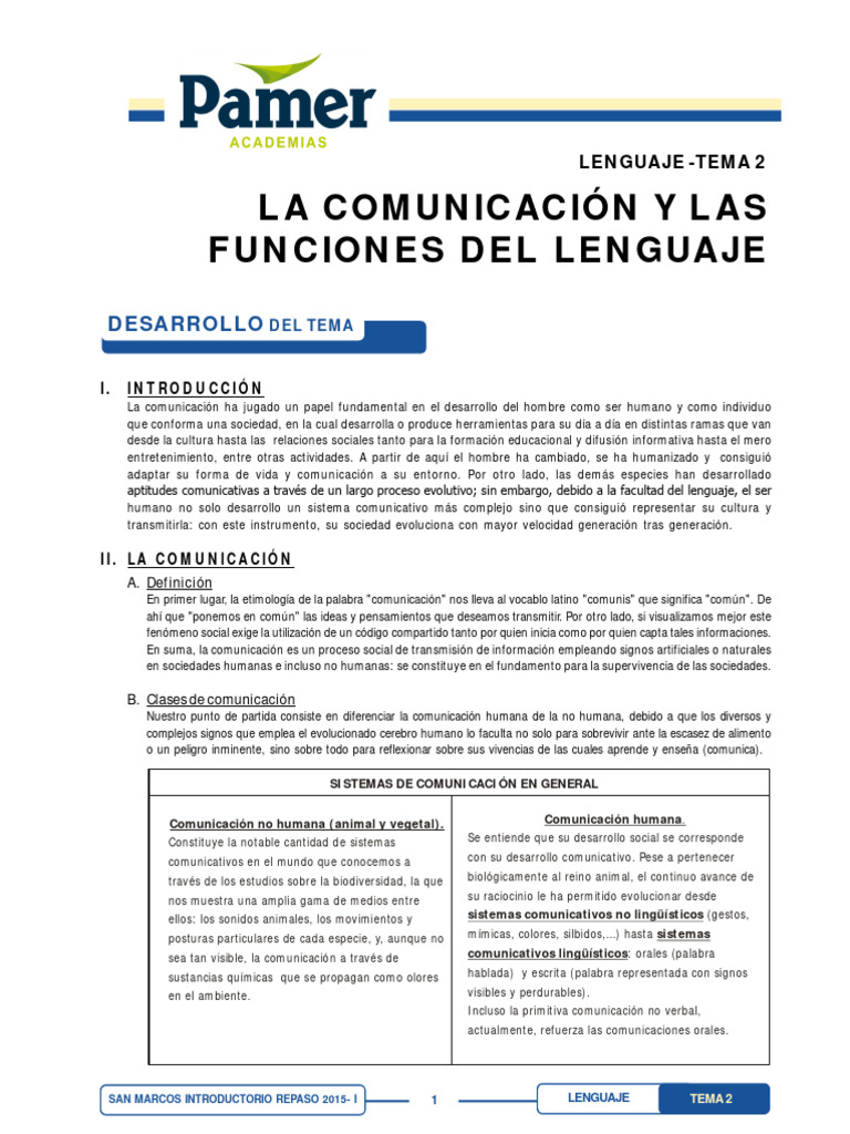 Leng - s2 - La Comunicación y Las Funciones Del Lenguaje | PDF ...