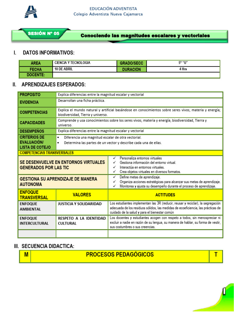 C4 ses act 3 u2 original | Descargar gratis PDF | Vector Euclidiano | Escalar (Matemáticas)