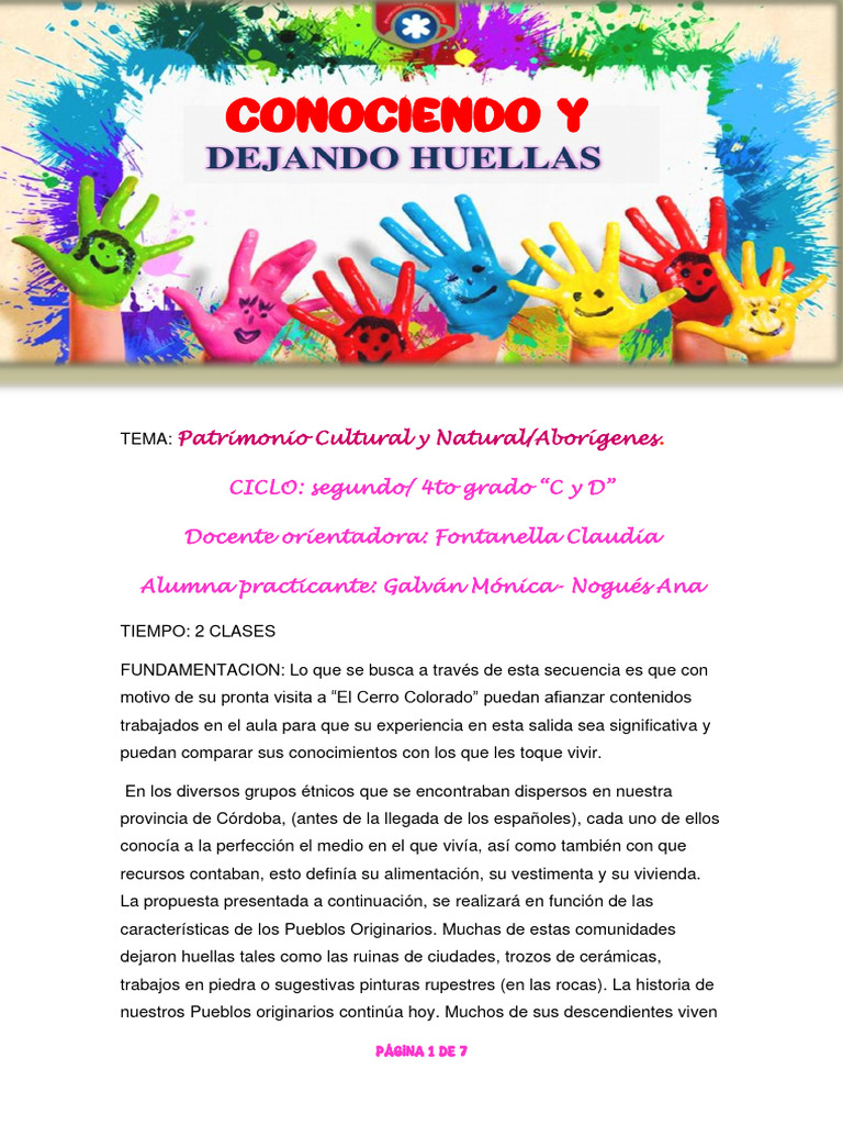 4TO D CONOCIENDO Y Dejando Huellas Cs SC MARIANO MORENO FINAL | PDF ...