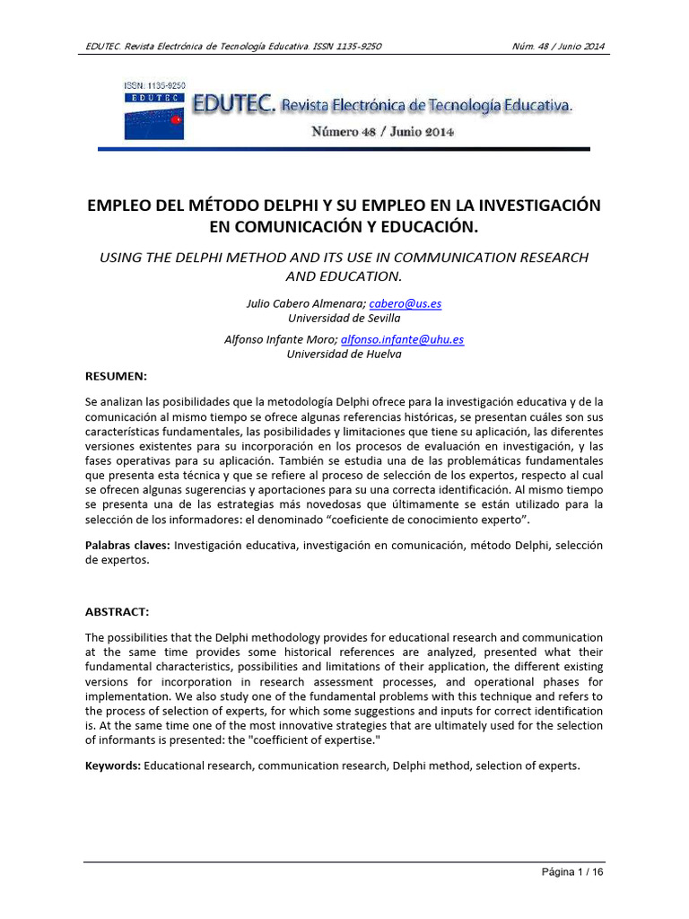 Método Delphi en Educación y Comunicación | PDF | Metodología de encuesta | Cuestionario