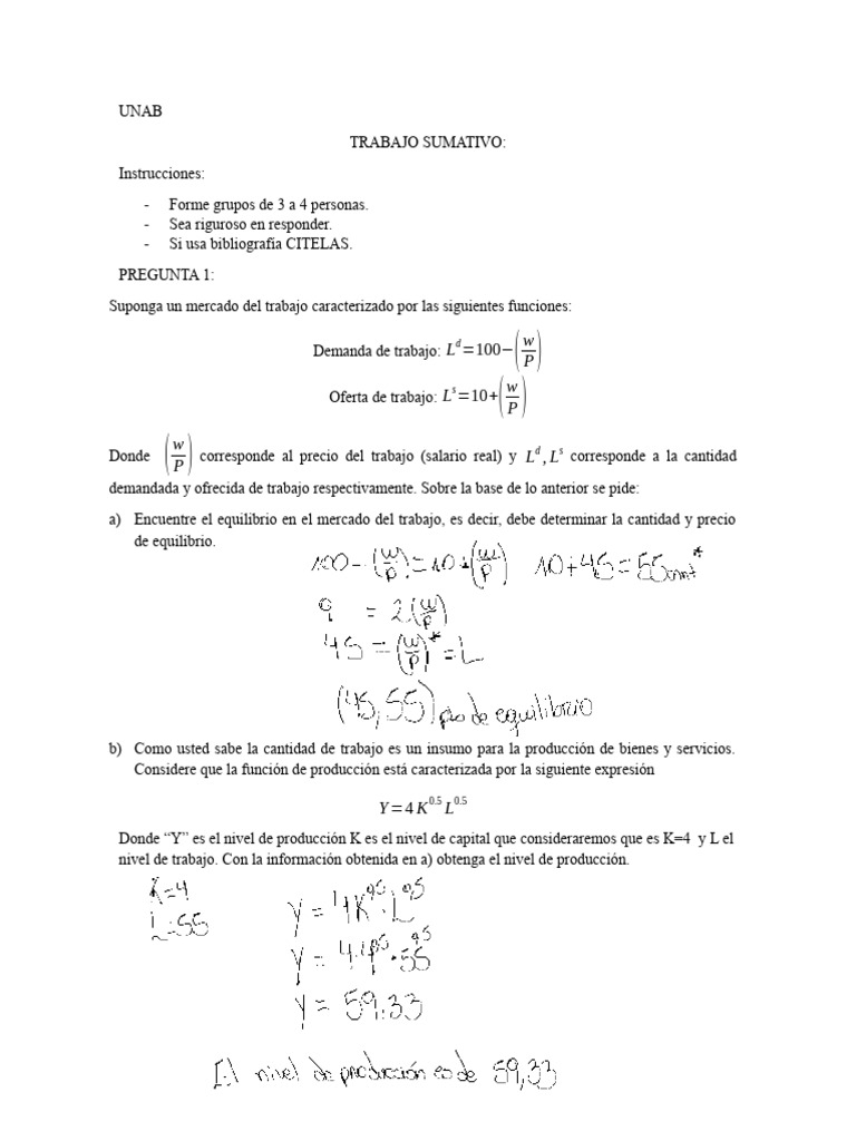 Trabajo Sumativo UNAB 2024 | PDF | Costo de la vida | Salario