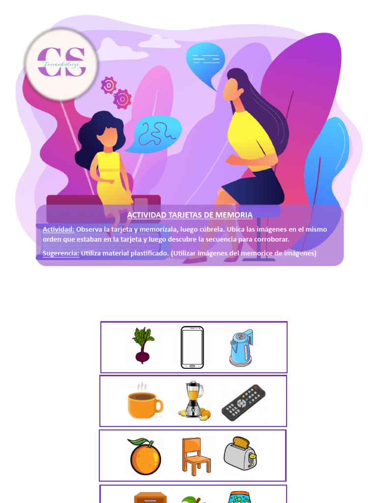 Memoria Visual: Actividad con Tarjetas | PDF