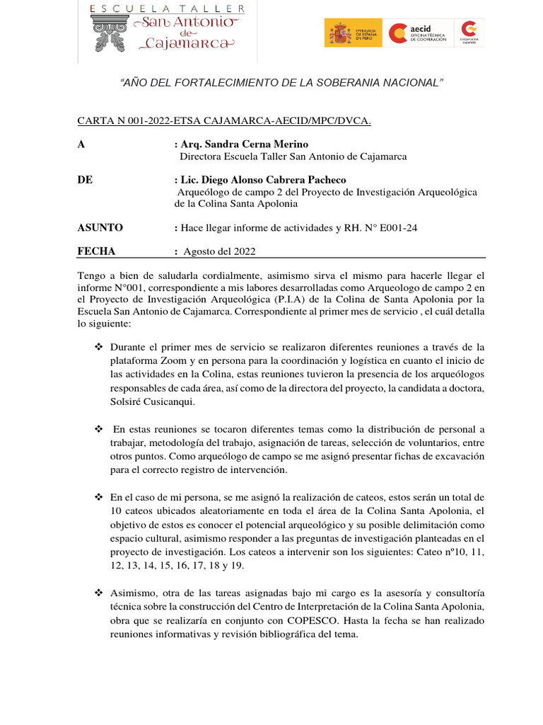 Carta de informe | PDF