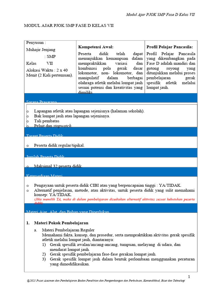 Modul Ajar Lompat Jauh | PDF