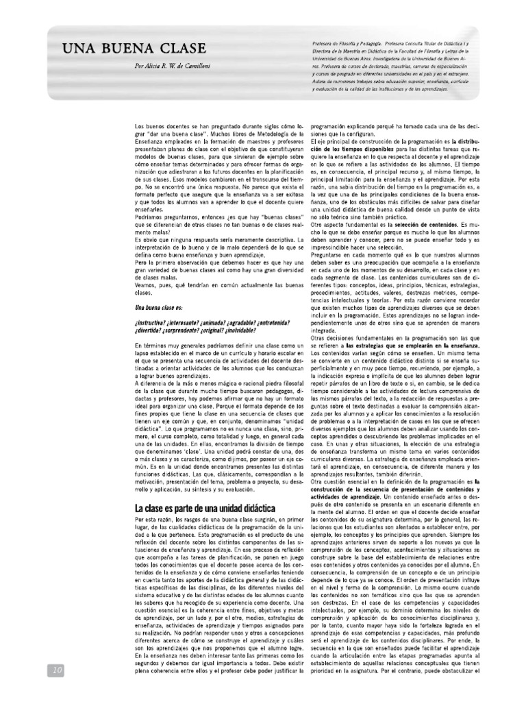 Camilloni Una buena clase | PDF