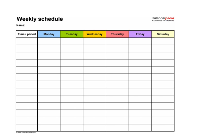 Worksheet - Weekly Schedule | PDF