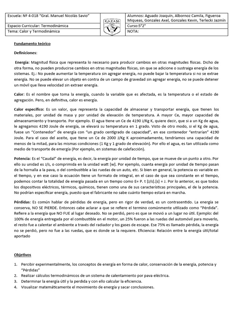 Calor TP 1 (1) DFDFFD | PDF | Temperatura | Calor