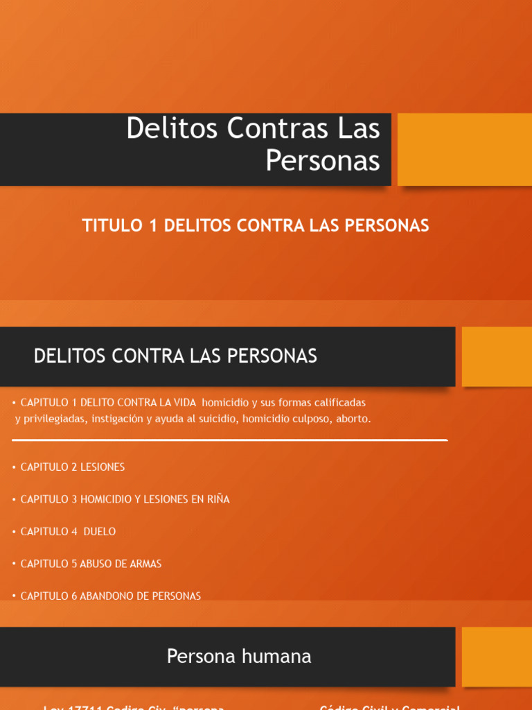 Delitos Contras Las Personas | Descargar gratis PDF | Homicidio | Intención (Derecho Penal)