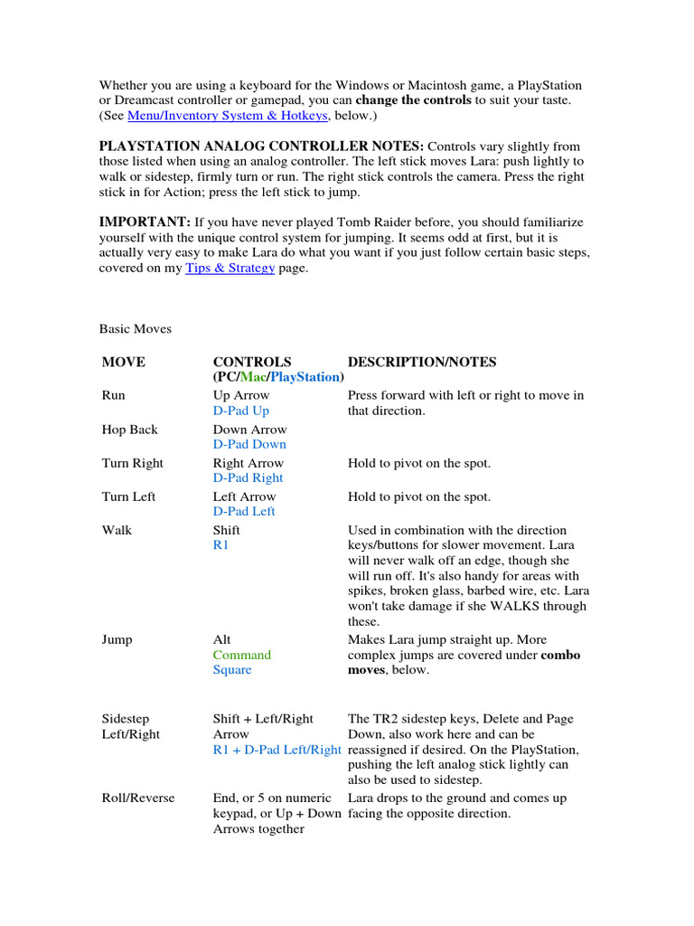 Controles Tomb Raider | PDF | Keyboard Shortcut | Computer Keyboard