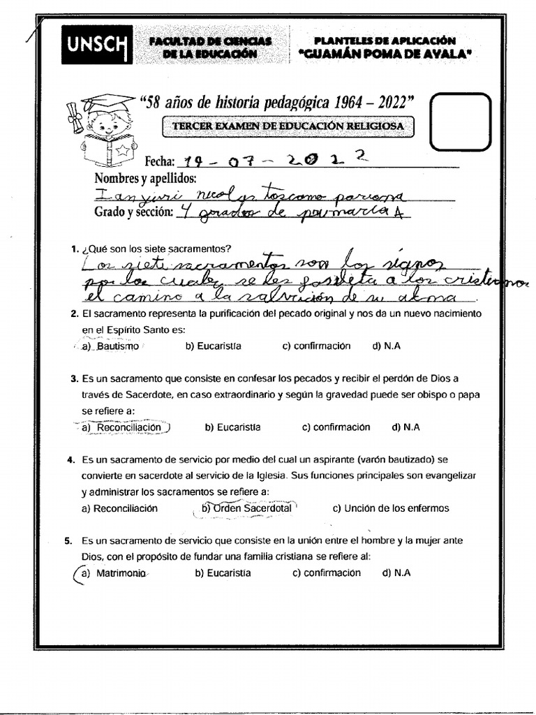 Examen de Religion - Ian Toscano | PDF