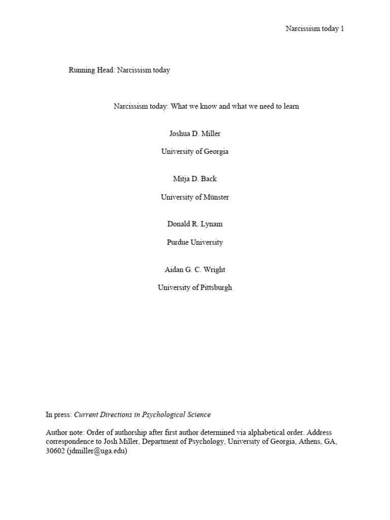 Narcissism CDPS Final | PDF | Narcissism | Self Esteem Narcissism CDPS Final | PDF | Narcissism | Self Esteem
