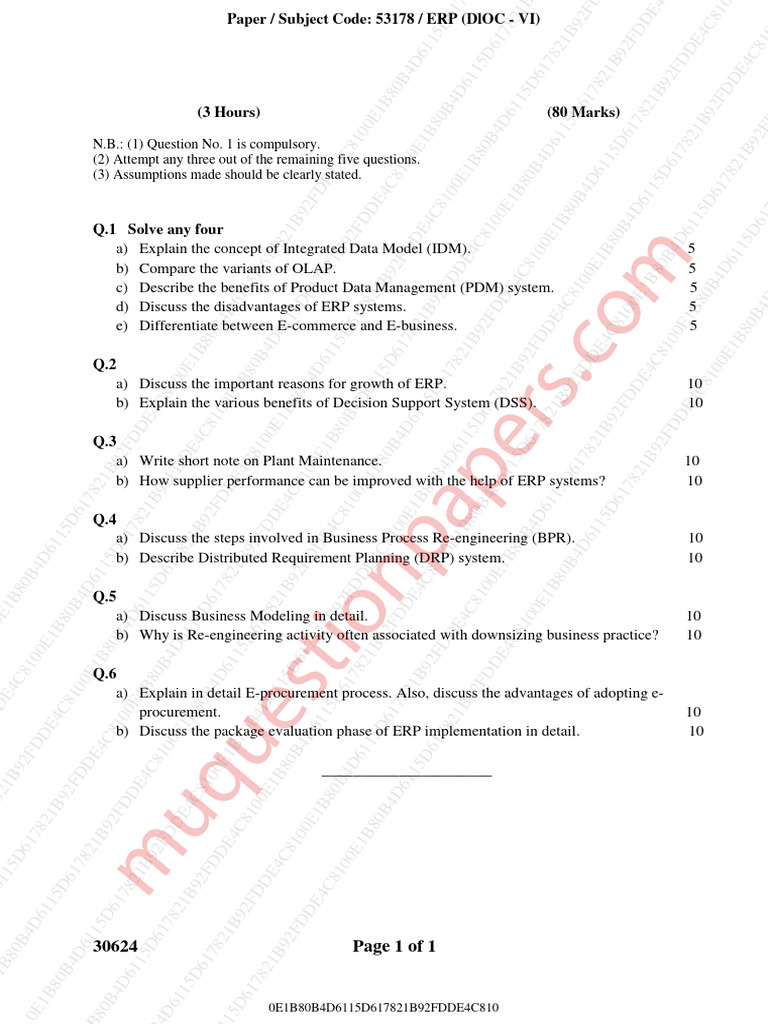 Be Information Technology Semester 8 2023 May Dloc Vi Enterprise Resource Planning Rev 2019 C ...
