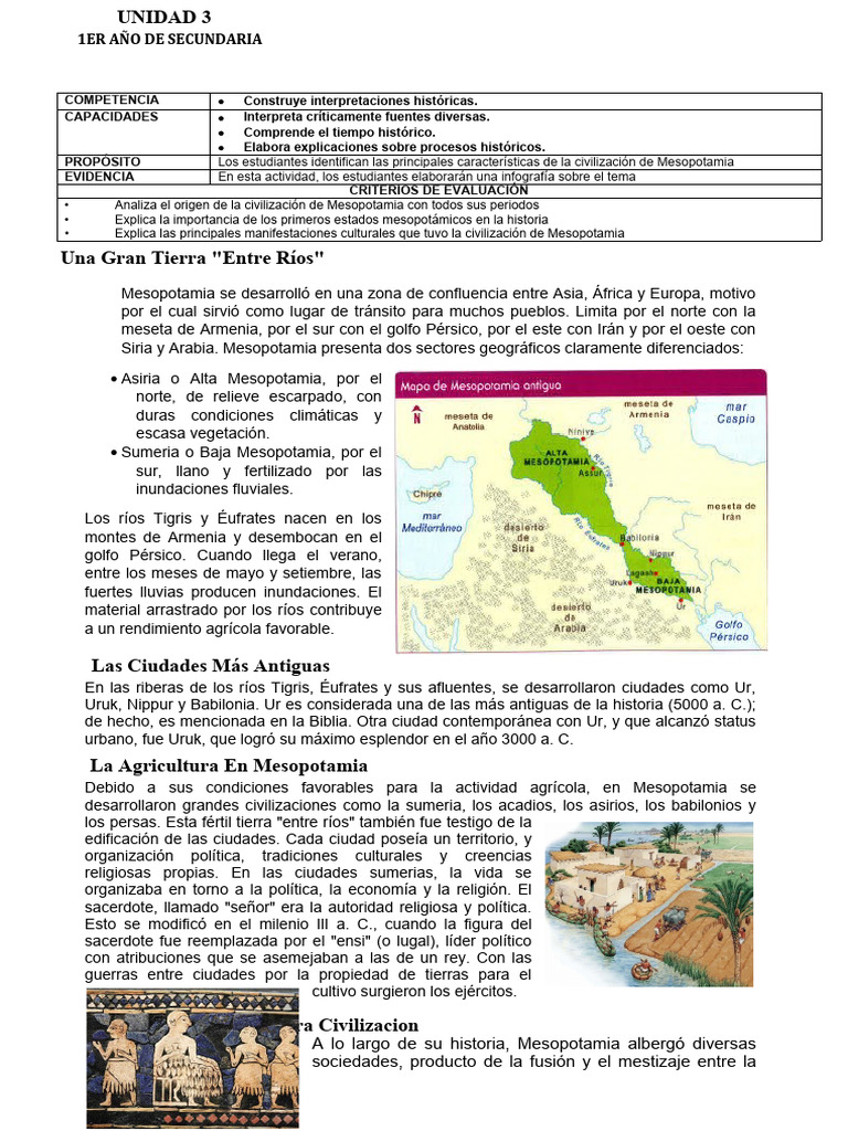 Ficha de Actividad CCSS 1° - Semana 2 | PDF | Mesopotamia | Sumeria