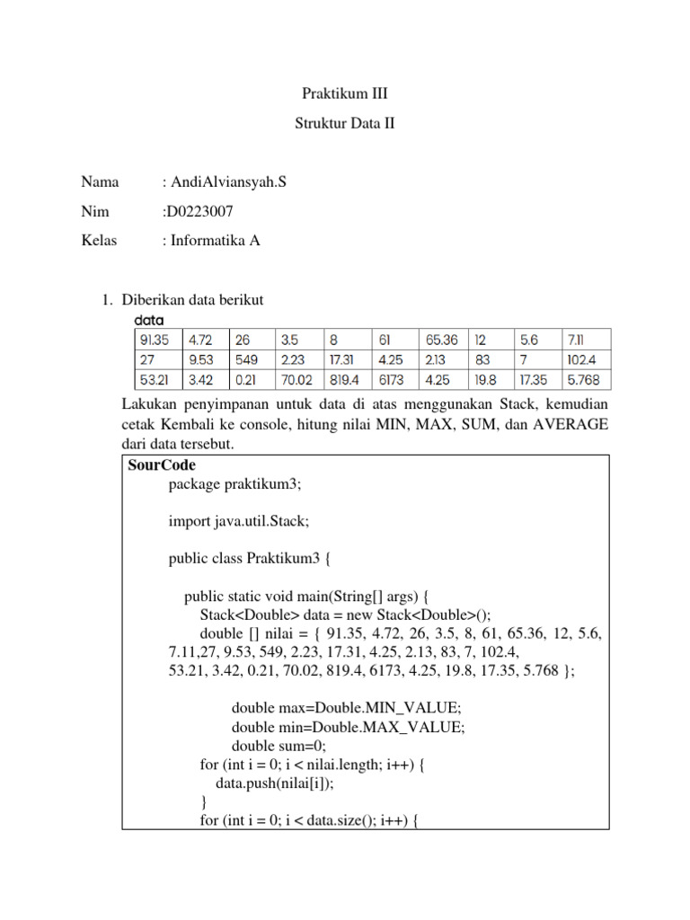 AndiAlviansyah.S - D0223007 - Praktikum III | PDF | Integer (Computer Science) | Boolean Data Type