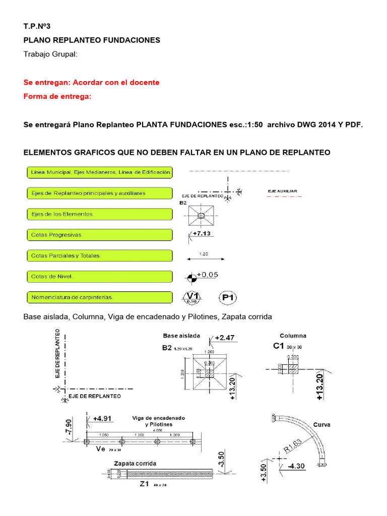 Plano Replanteo Fundaciones Detallado | PDF | Geometría euclidiana | Geometría