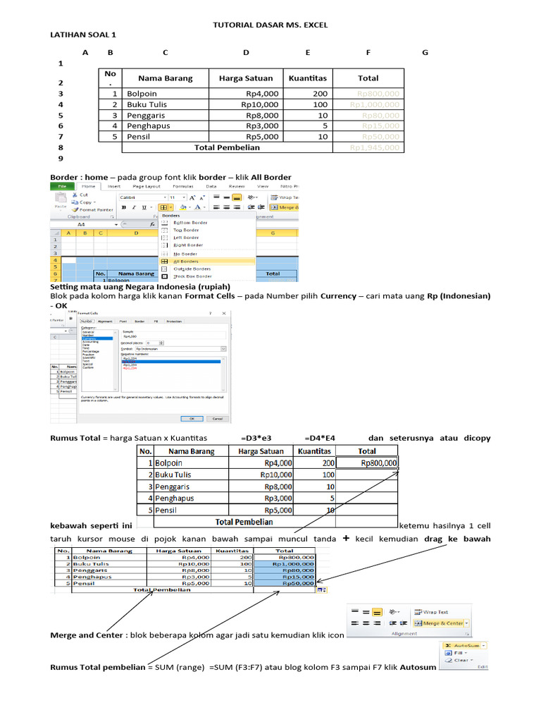 Tutorial Dasar MS Excel Informatika KLS 9 | PDF