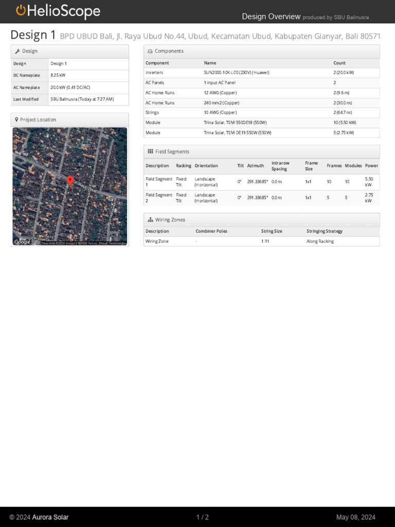 Helioscope Design 8353754 Summary BPD UBUD | PDF | Electronics ...