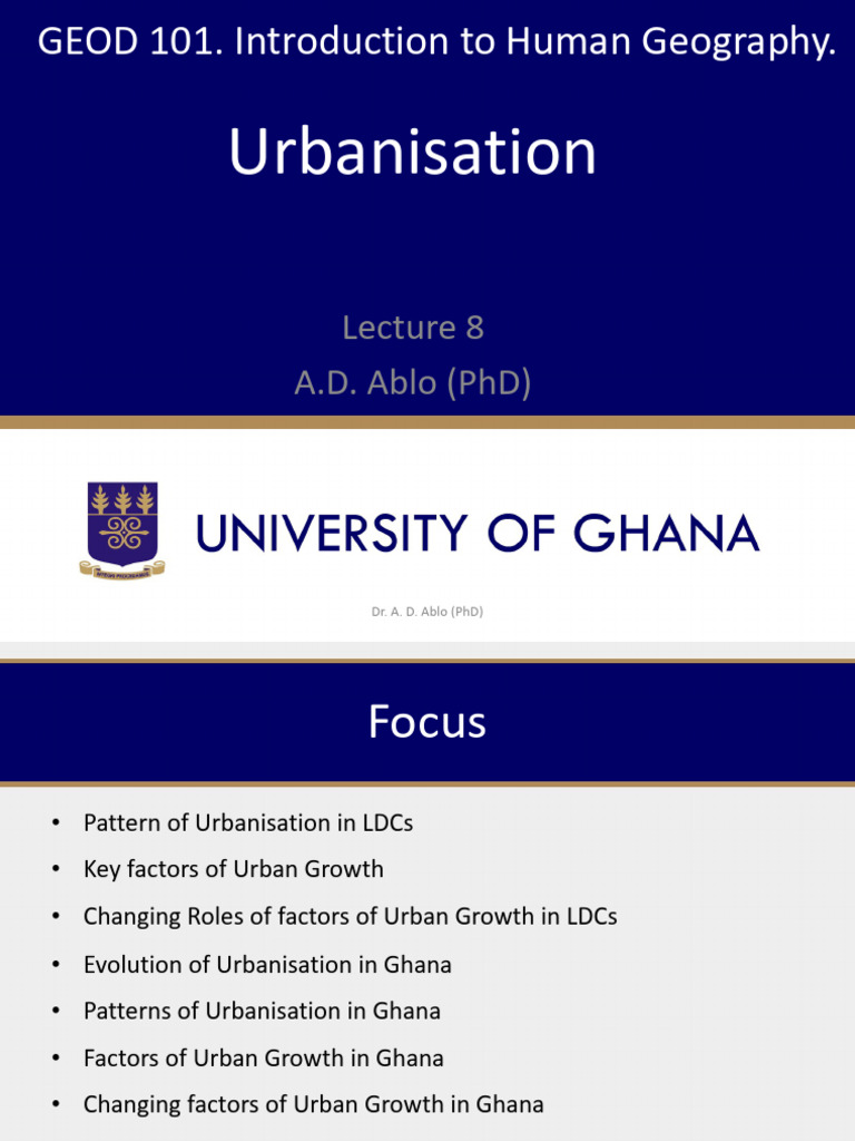 Week 8. Urbanisation in Tropical Africa | PDF | Urbanization | Africa