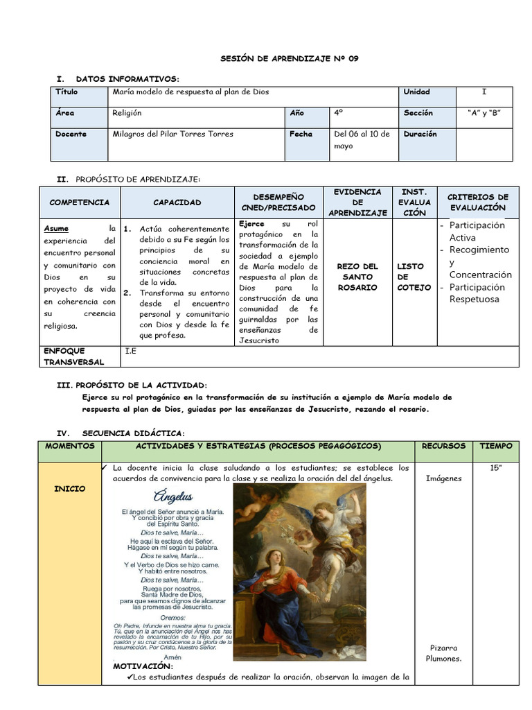María: Modelo de Respuesta a Dios | PDF | María, madre de Jesús | Oración