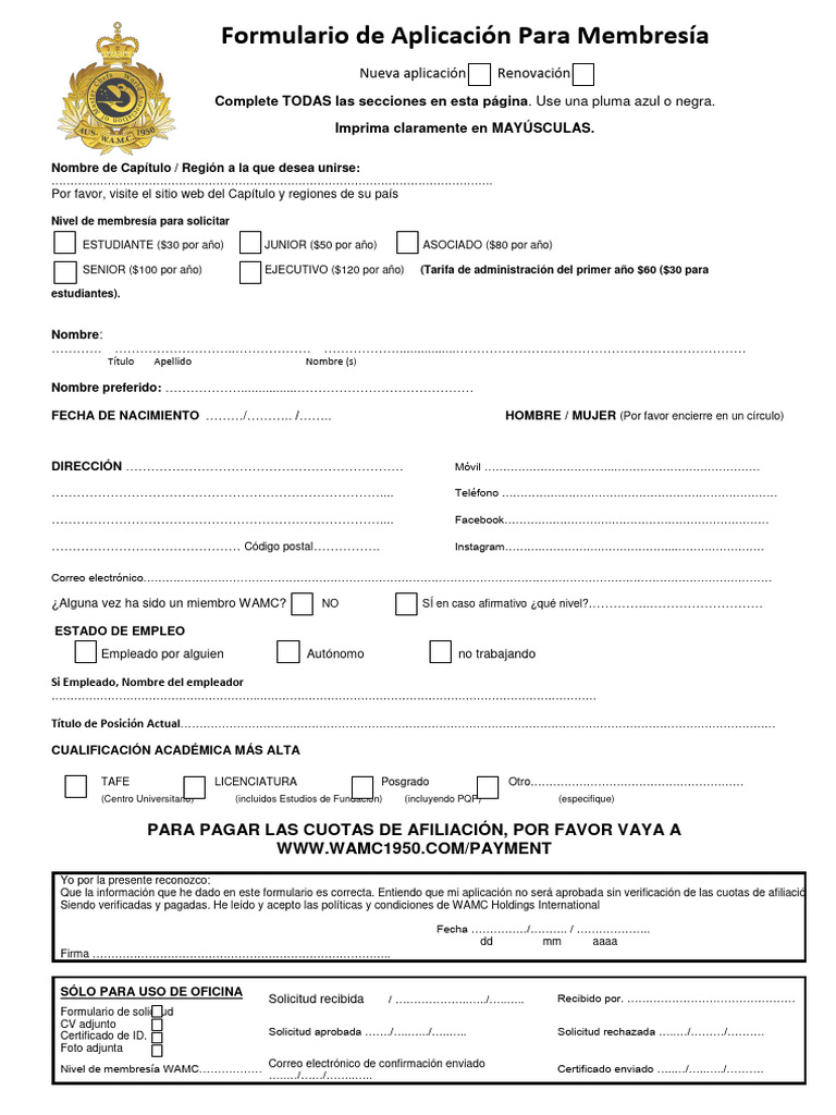Application Form - Spanish | PDF | Crecimiento personal y profesional ...