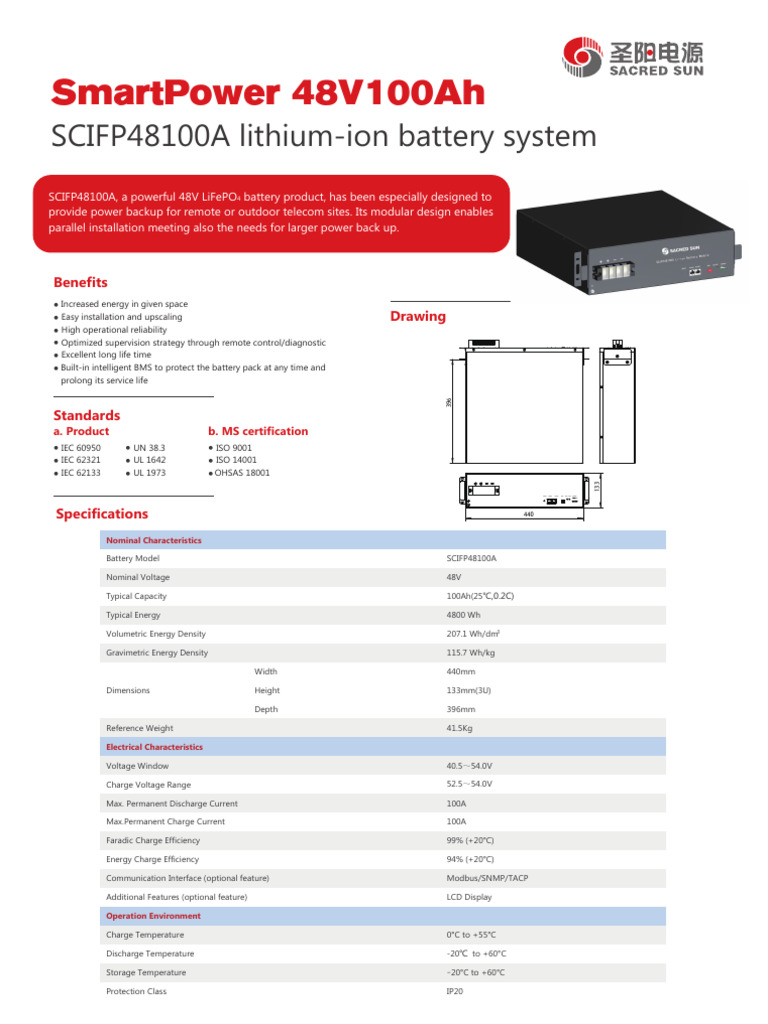 Battery Li-Ion 48V100Ah - 3U | PDF | Lithium Ion Battery | Battery (Electricity)