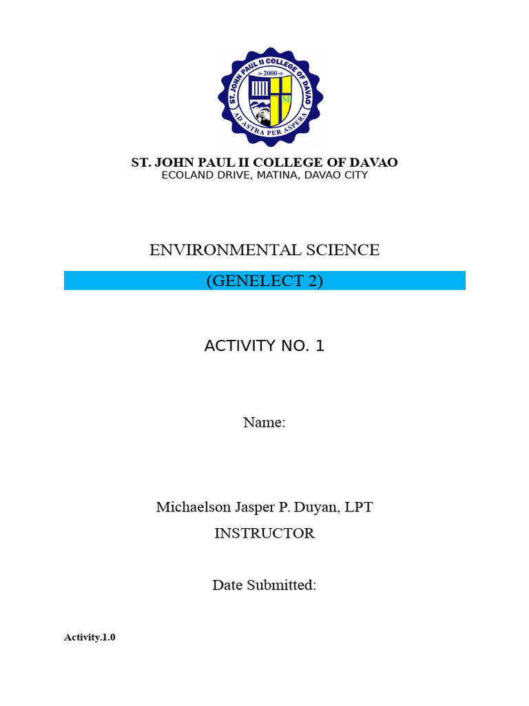 Environmental Science Activity on Sustainability | PDF