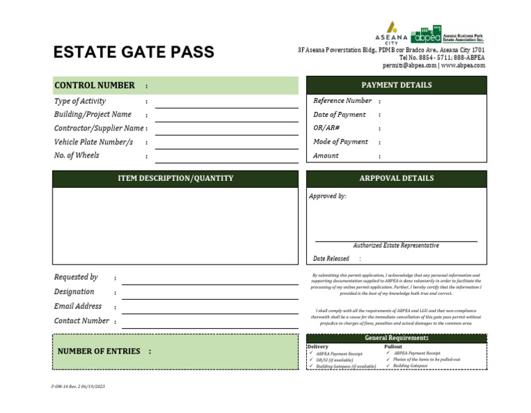 2023-ESTATE-GATEPASS | PDF