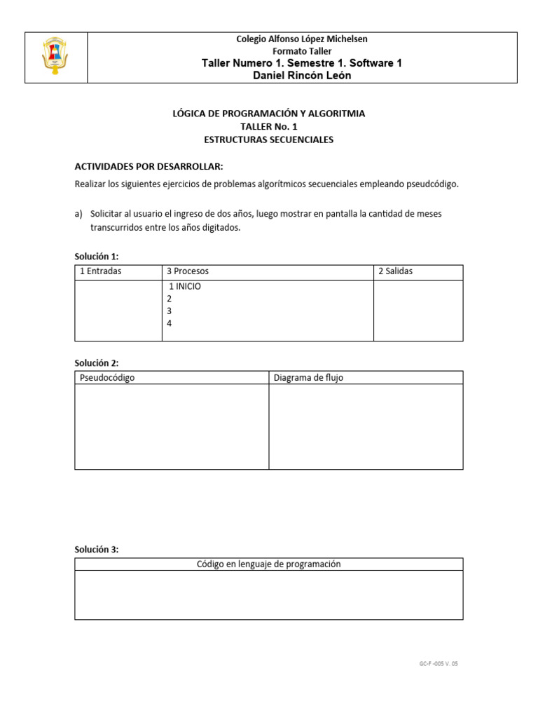TALLER - Fundamentos - y - Estructuras - Secuenciales-2 2 | PDF ...