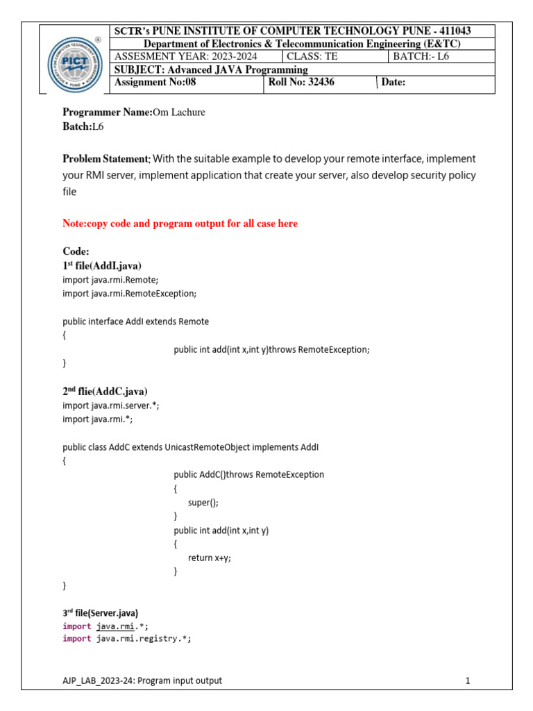 Ajp Expt 08 Pdf Java Programming Language Computer Program