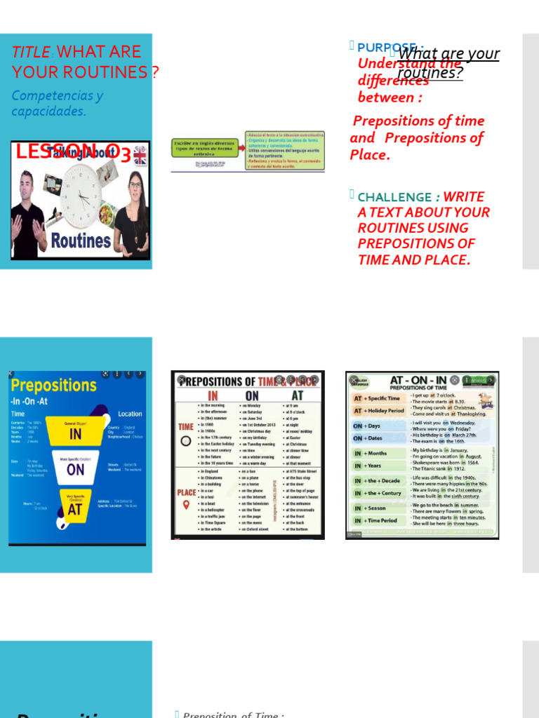 Prepositions of Time vs. Place | PDF | Career & Growth | Language Arts ...