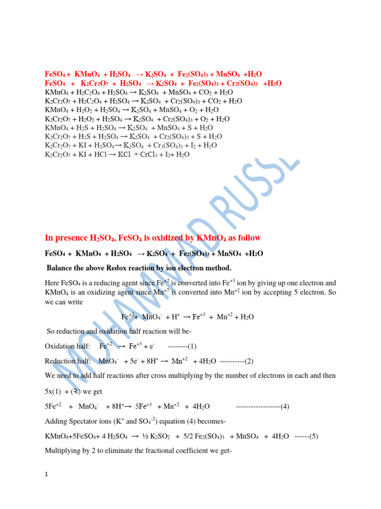 3.4 Redox Reaction | PDF | Chemical Substances | Chemical Compounds