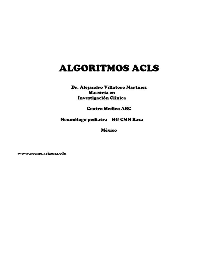 Algoritmos ACLS para Emergencias Cardiacas | PDF | Reanimación ...