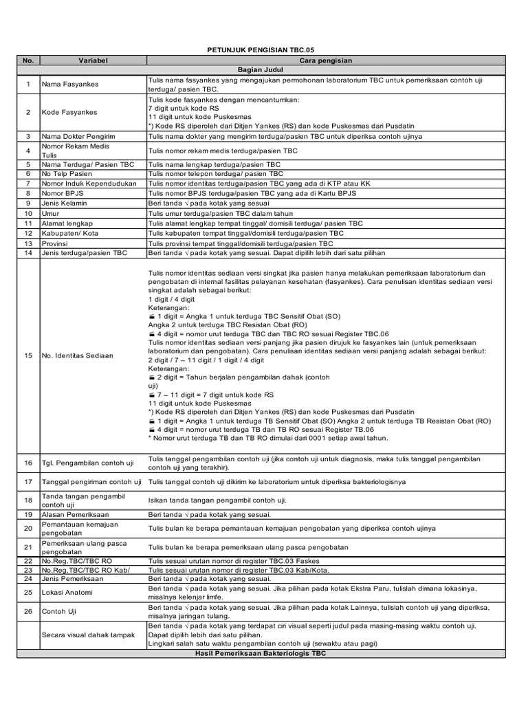 Formulir Pencatatan Laboratorium TBC | PDF