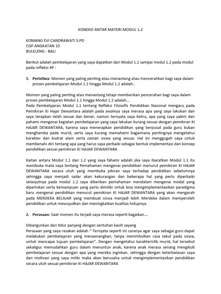 Koneksi Antar Materi Modul 1.2 | PDF