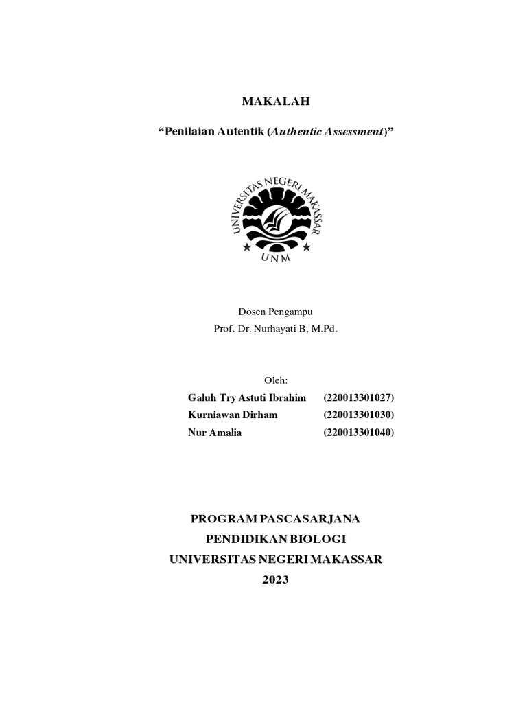 Penilaian Autentik dalam Pendidikan | PDF