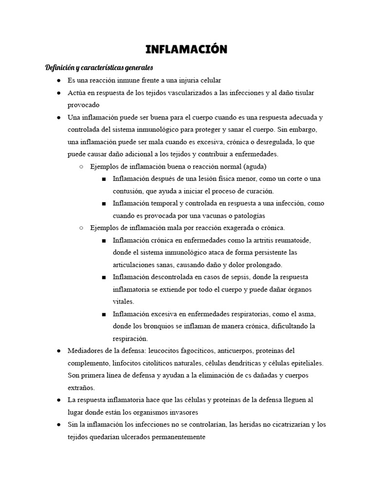 Inflamación: Tipos, Causas y Consecuencias | PDF | Inflamación | Citocina