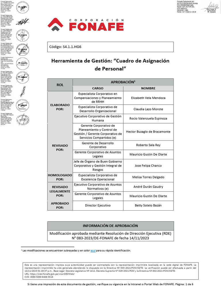 Herramienta de Gestión: "Cuadro de Asignación de Personal": Código: S4 ...