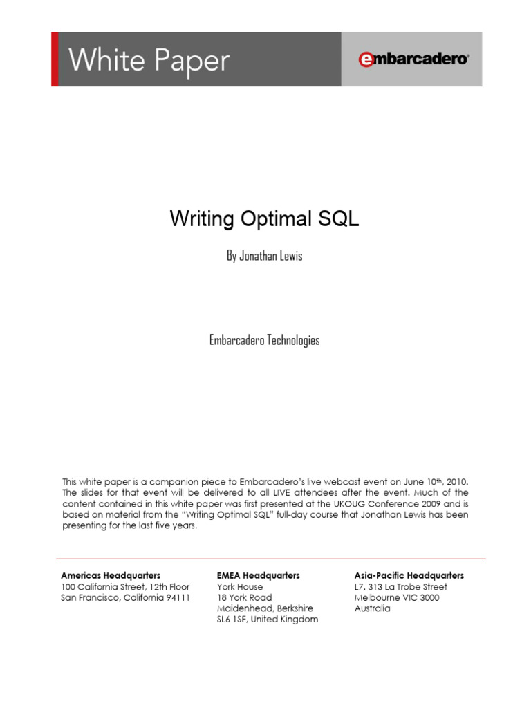 (5049821d E137 4b67 81ca 07bc8dd77cd7) Writing Optimal SQL by Jonathan ... (5049821d E137 4b67 81ca 07bc8dd77cd7) Writing Optimal SQL by Jonathan ...