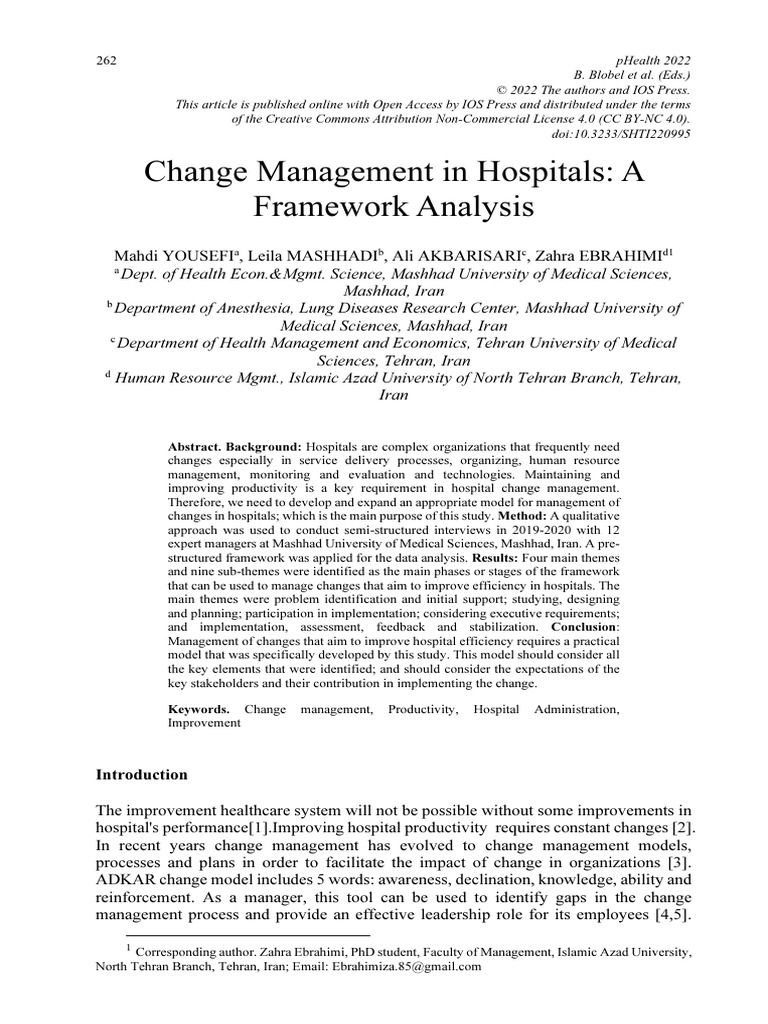 Hospital Change Management Framework | PDF | Change Management | Data