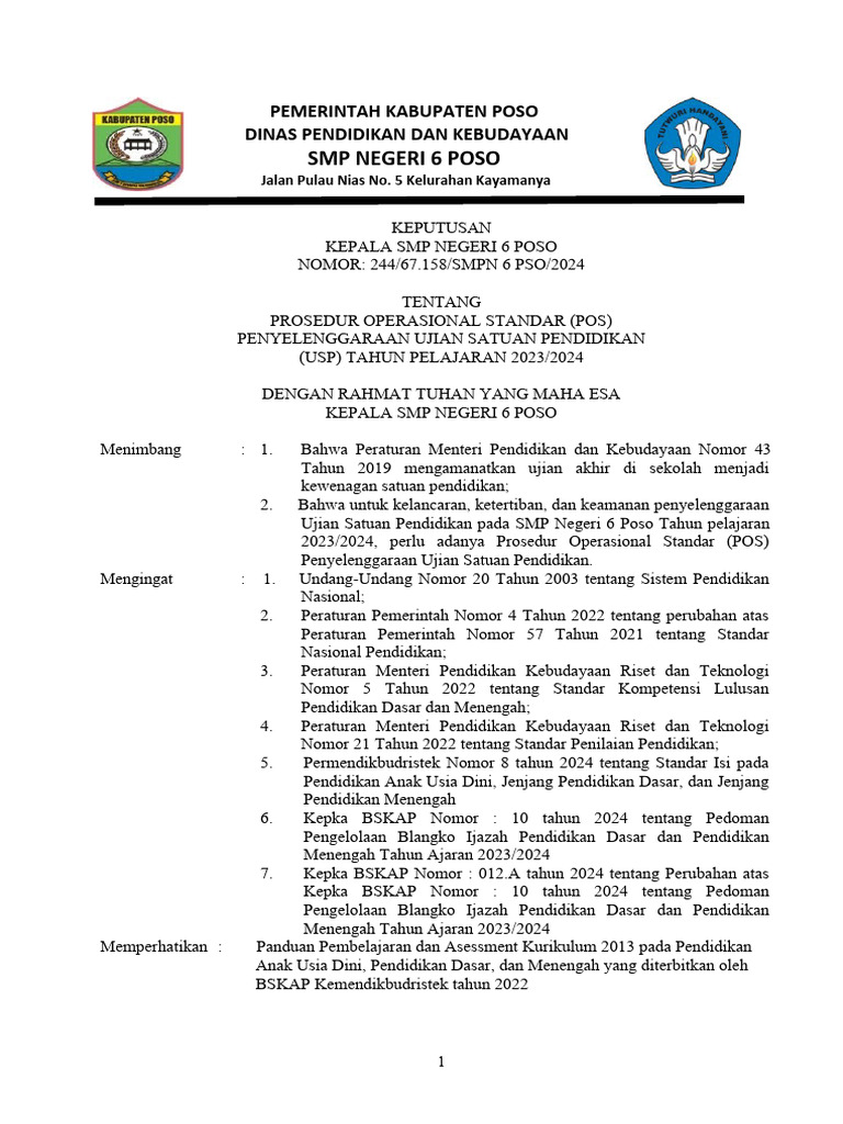 POS USP SMP 6 TAHUN 2024 | PDF