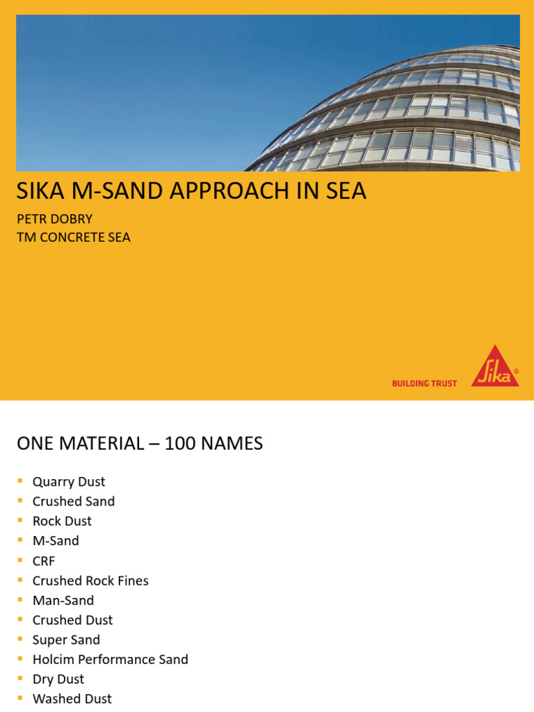Sika - M-Sand Presentation - PPTX (Repaired) | PDF | Sand | Concrete